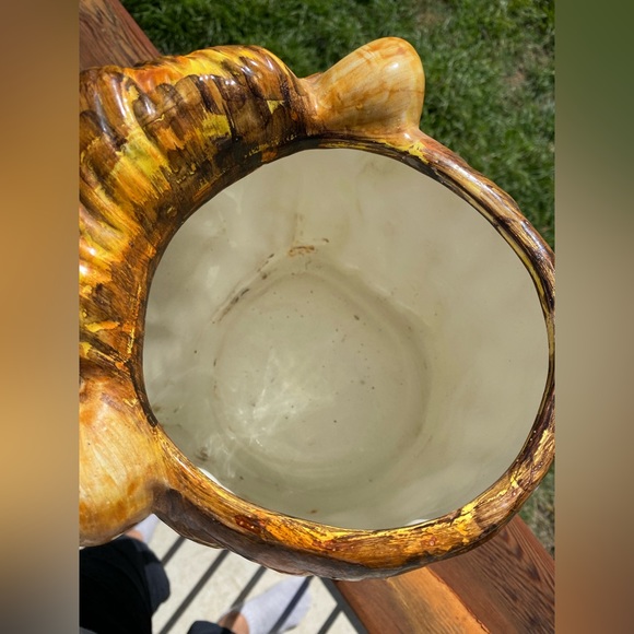 Other | Vintage 197s Italian Majolica Ceramic Lion Head Cachepot ...